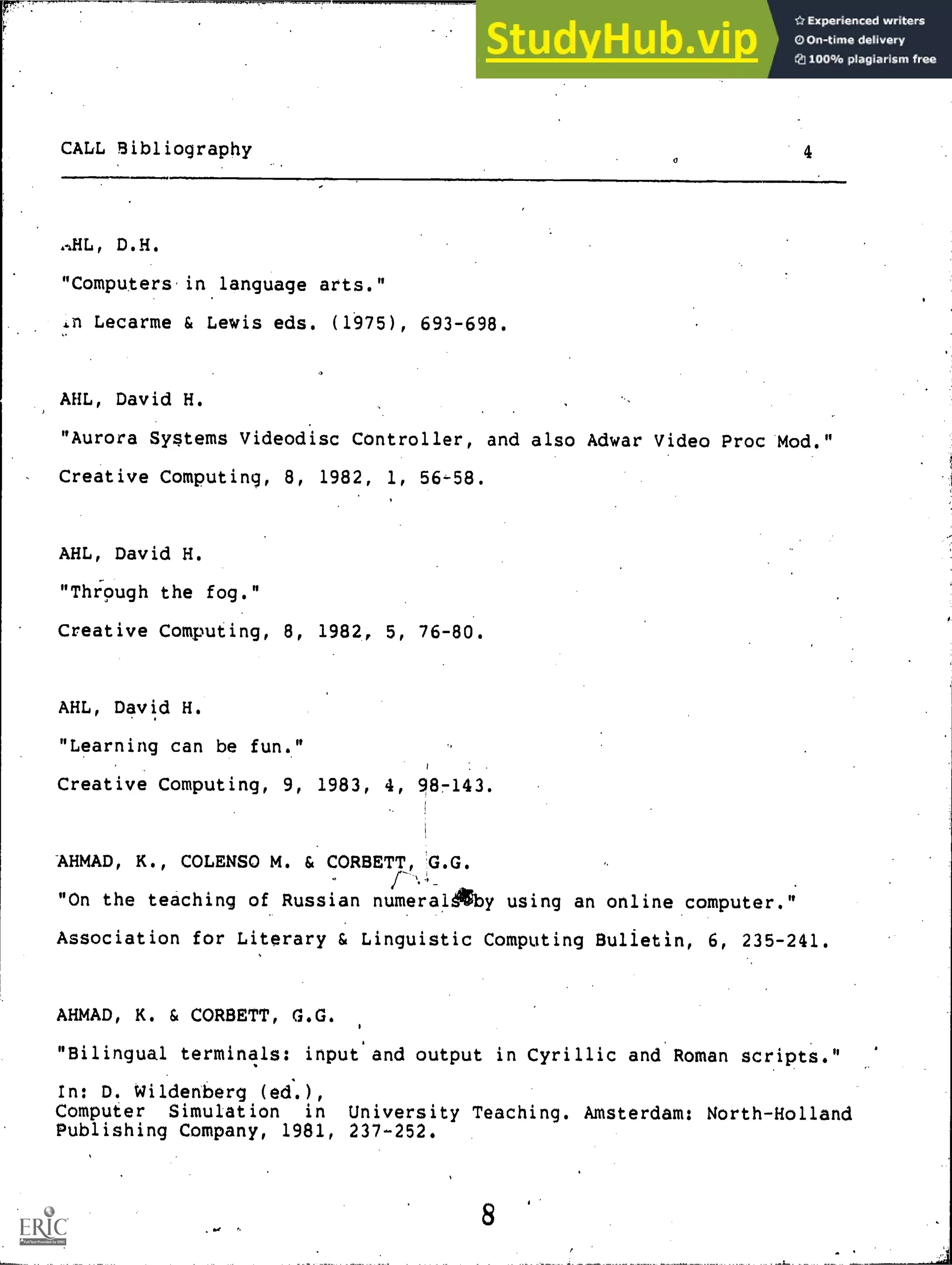 A Bibliography Of Computer-Aided Language Learning | PDF