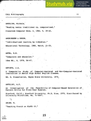 A Bibliography Of Computer-Aided Language Learning | PDF