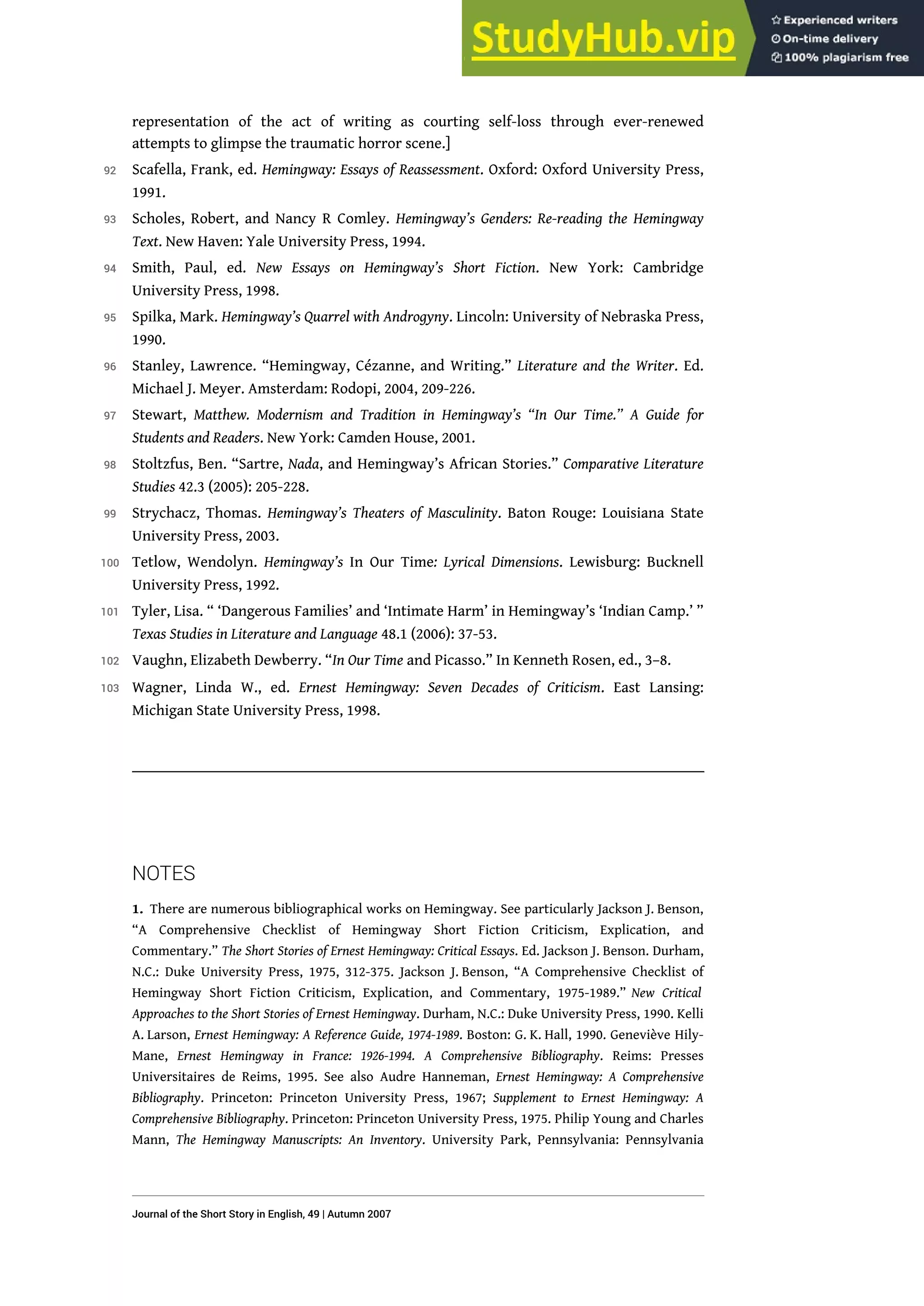 A Bibliography Of Ernest Hemingway | PDF