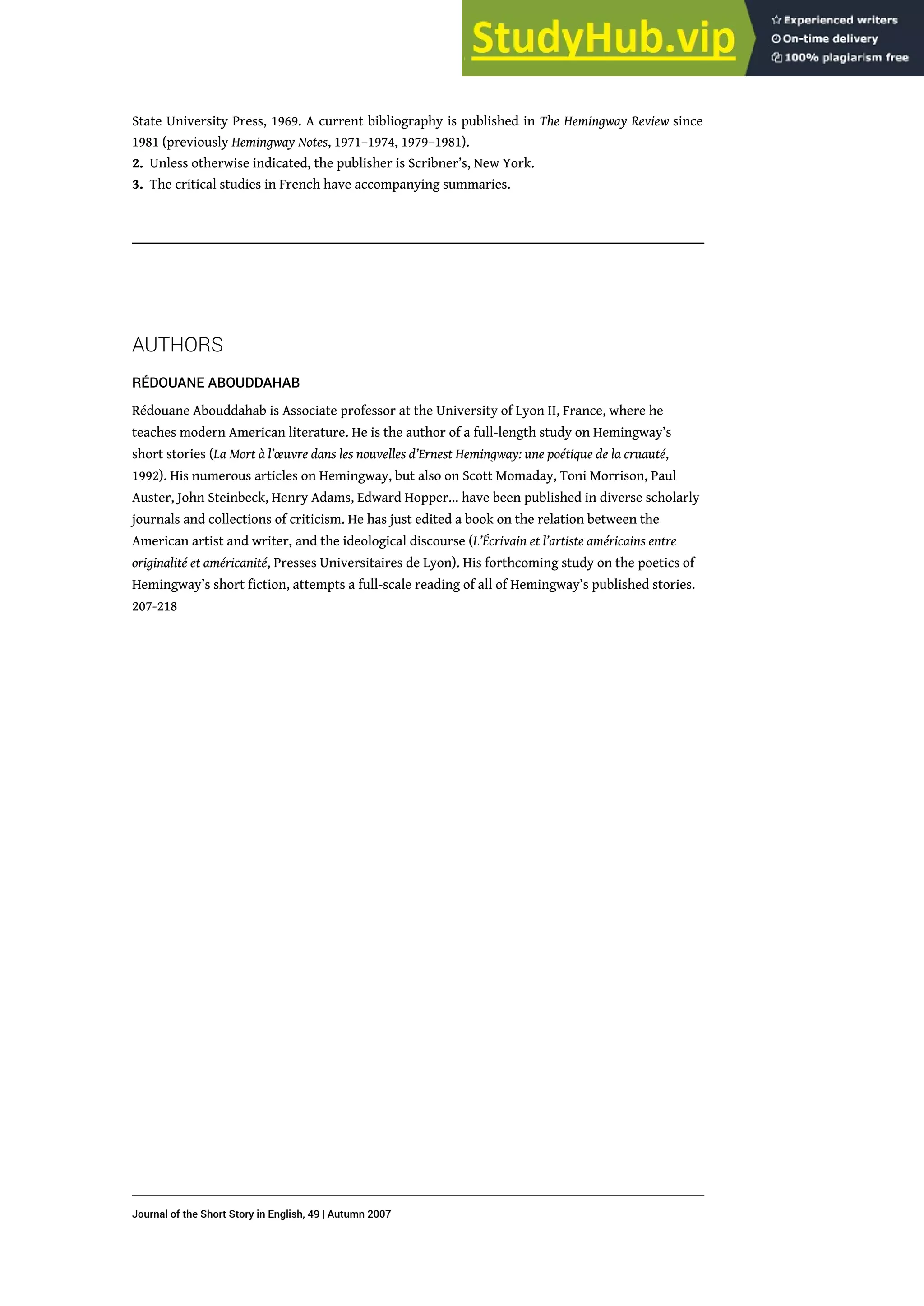 A Bibliography Of Ernest Hemingway | PDF