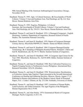 A bibliography of the agta negritos of eastern luzon, philippines | PDF