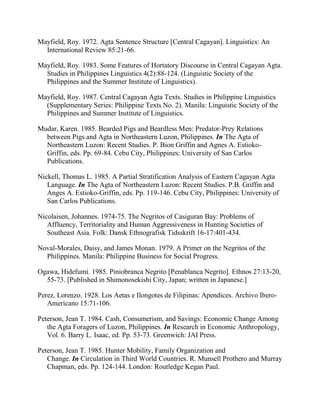 A bibliography of the agta negritos of eastern luzon, philippines | PDF