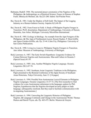A bibliography of the agta negritos of eastern luzon, philippines | PDF