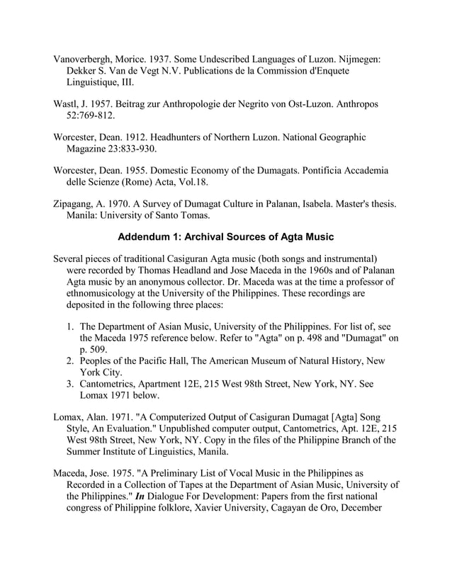 A bibliography of the agta negritos of eastern luzon, philippines | PDF