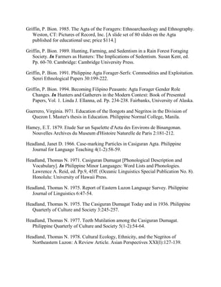 A bibliography of the agta negritos of eastern luzon, philippines | PDF