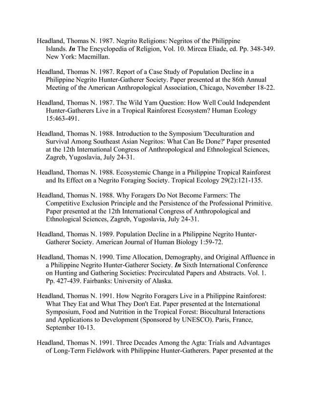 A bibliography of the agta negritos of eastern luzon, philippines | PDF