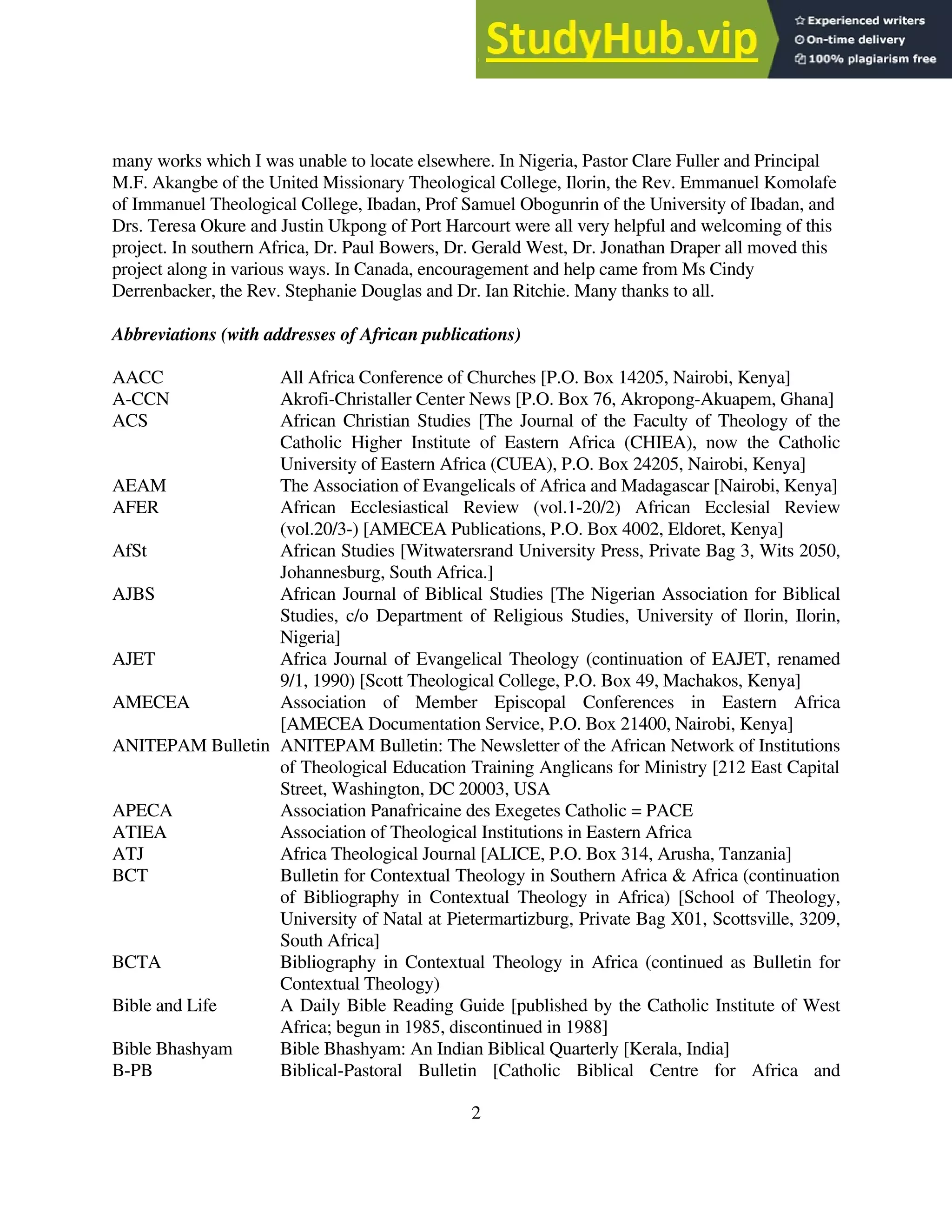 A Bibliography Of The Bible In Africa | PDF