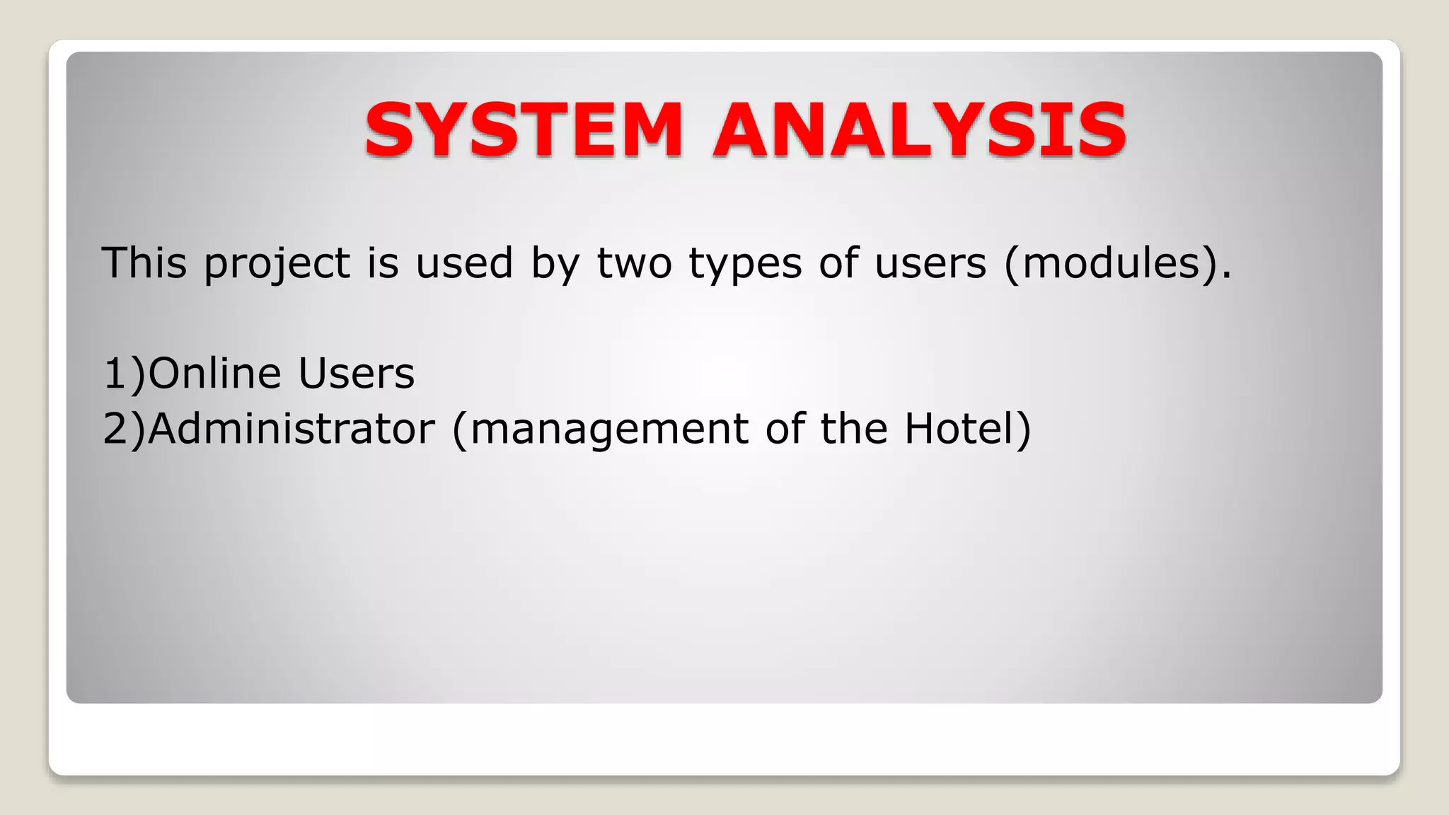 ONLINE HOTEL MANAGEMENT SYSTEM | PPTX
