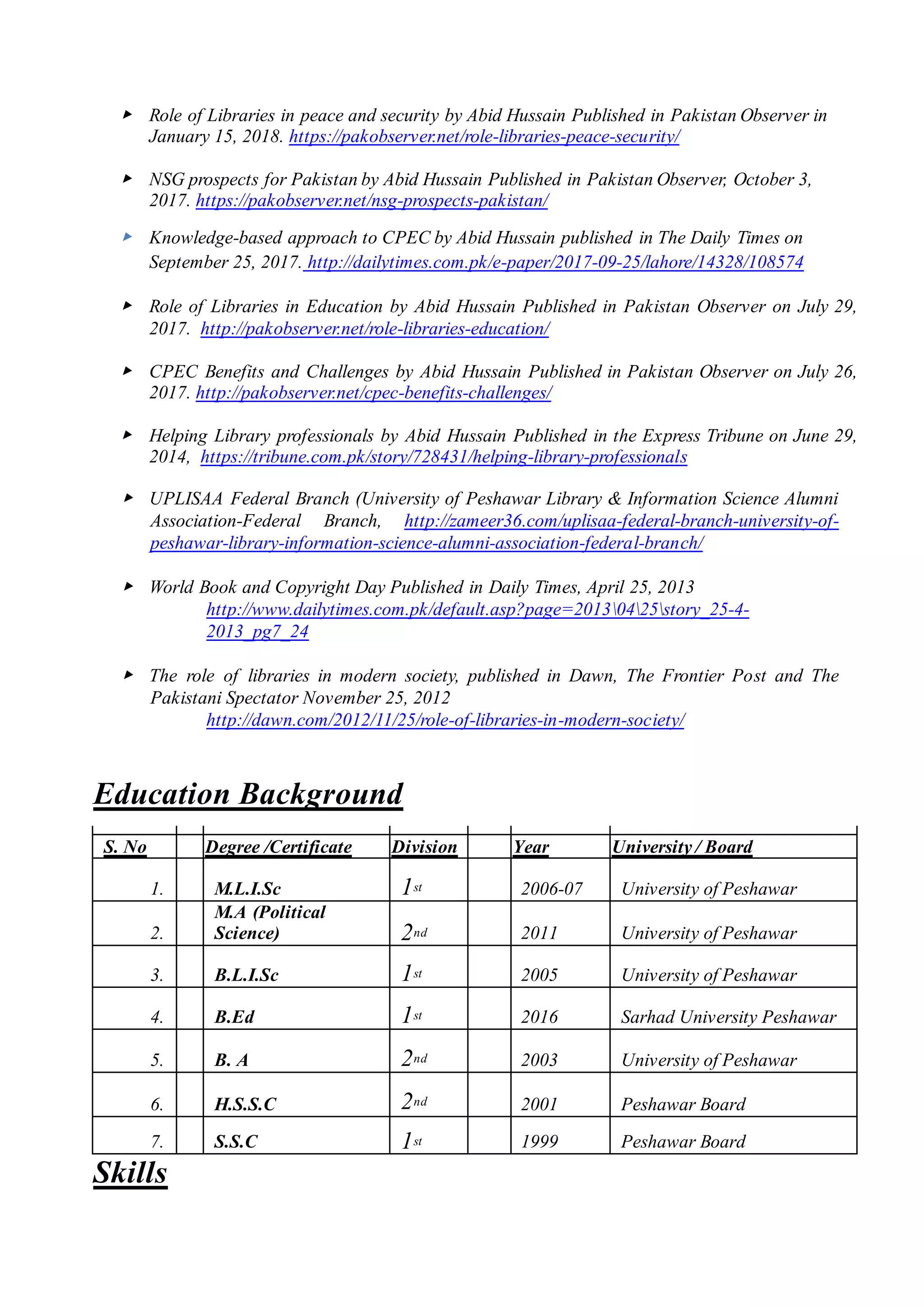 Abid hussain cv 2018 | PDF