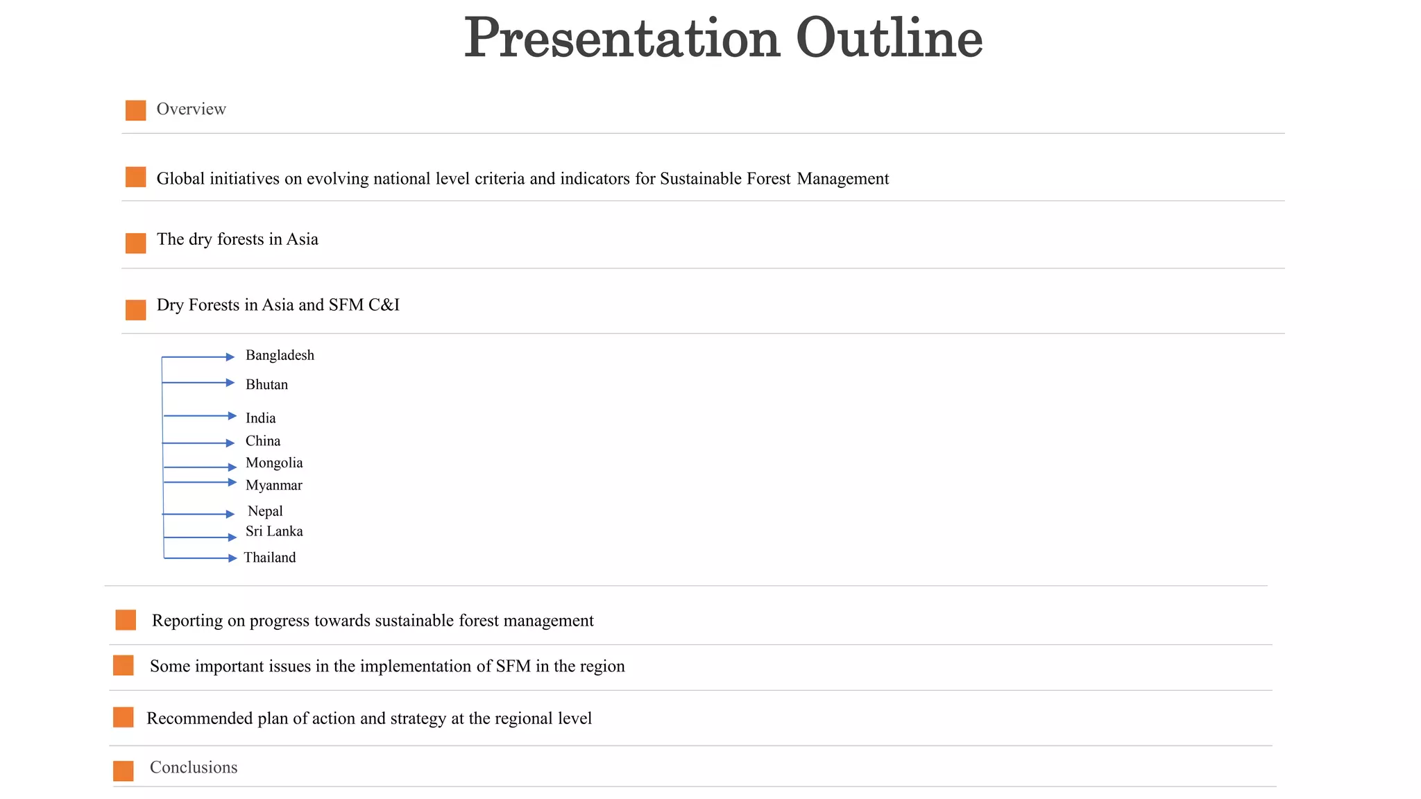 SFM Criteria and Indicators for Dry Land Asia Process | PPTX