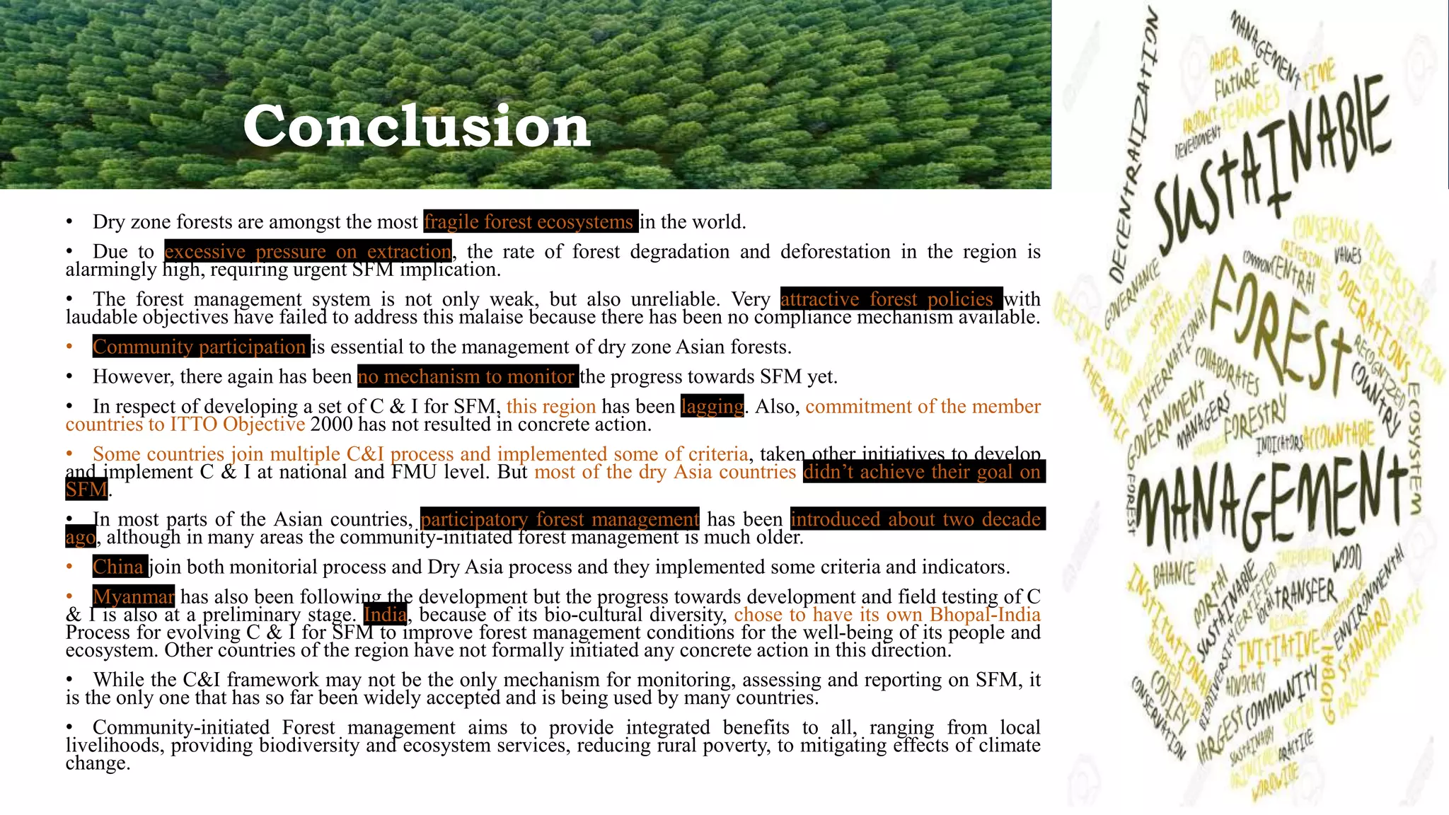 SFM Criteria and Indicators for Dry Land Asia Process | PPTX