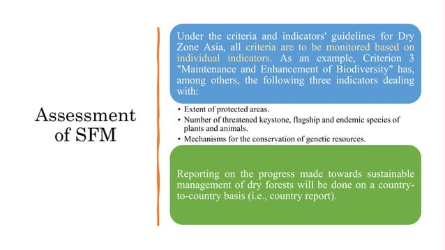SFM Criteria and Indicators for Dry Land Asia Process | PPT | Free Download