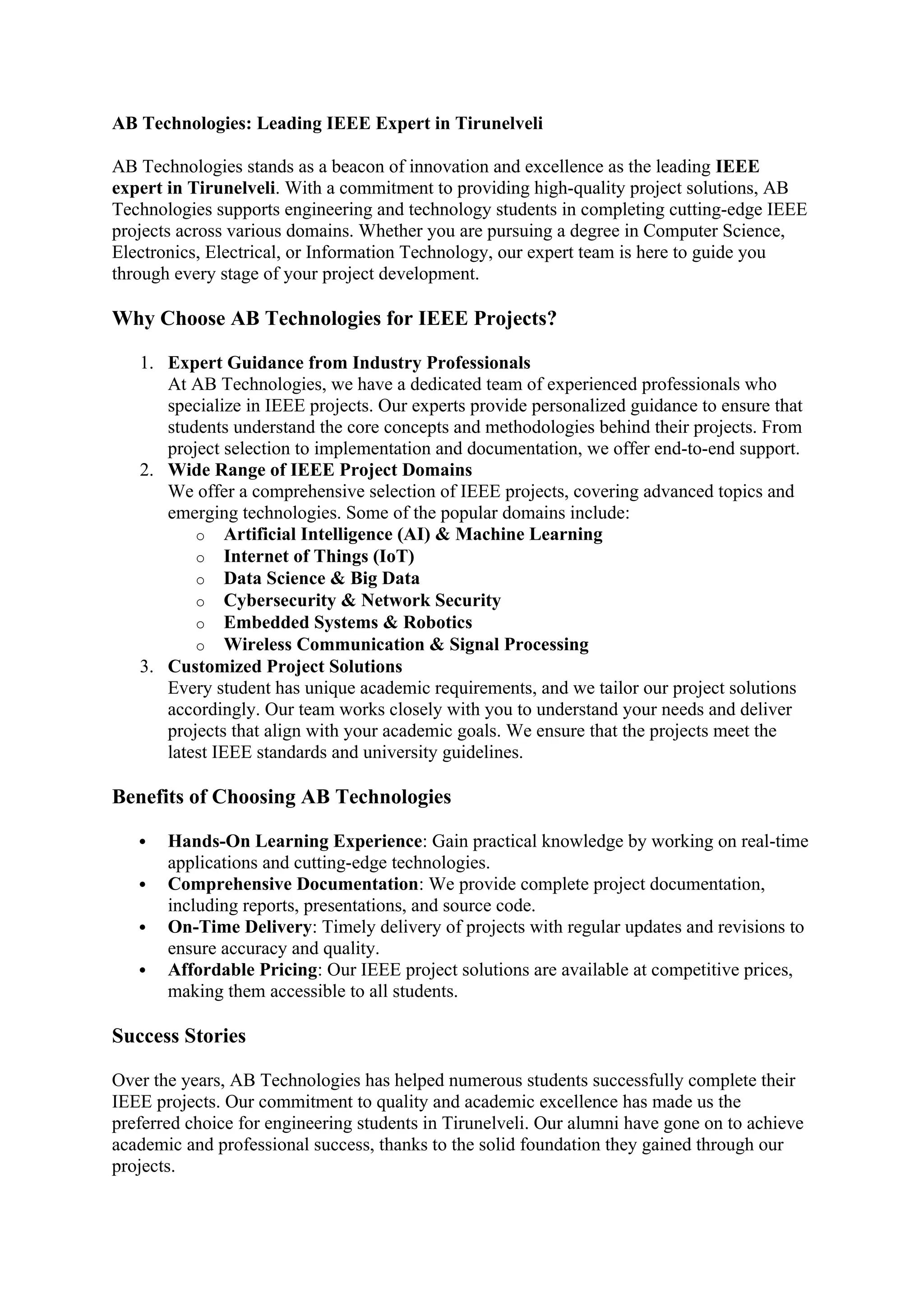 Best IEEE project center in TirunelveliBest IEEE project center in ...