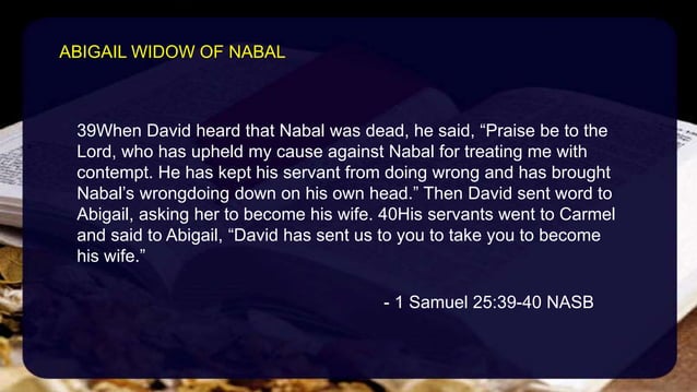 Abigail widow of nabal | PPTX | Christianity | Religion & Spirituality
