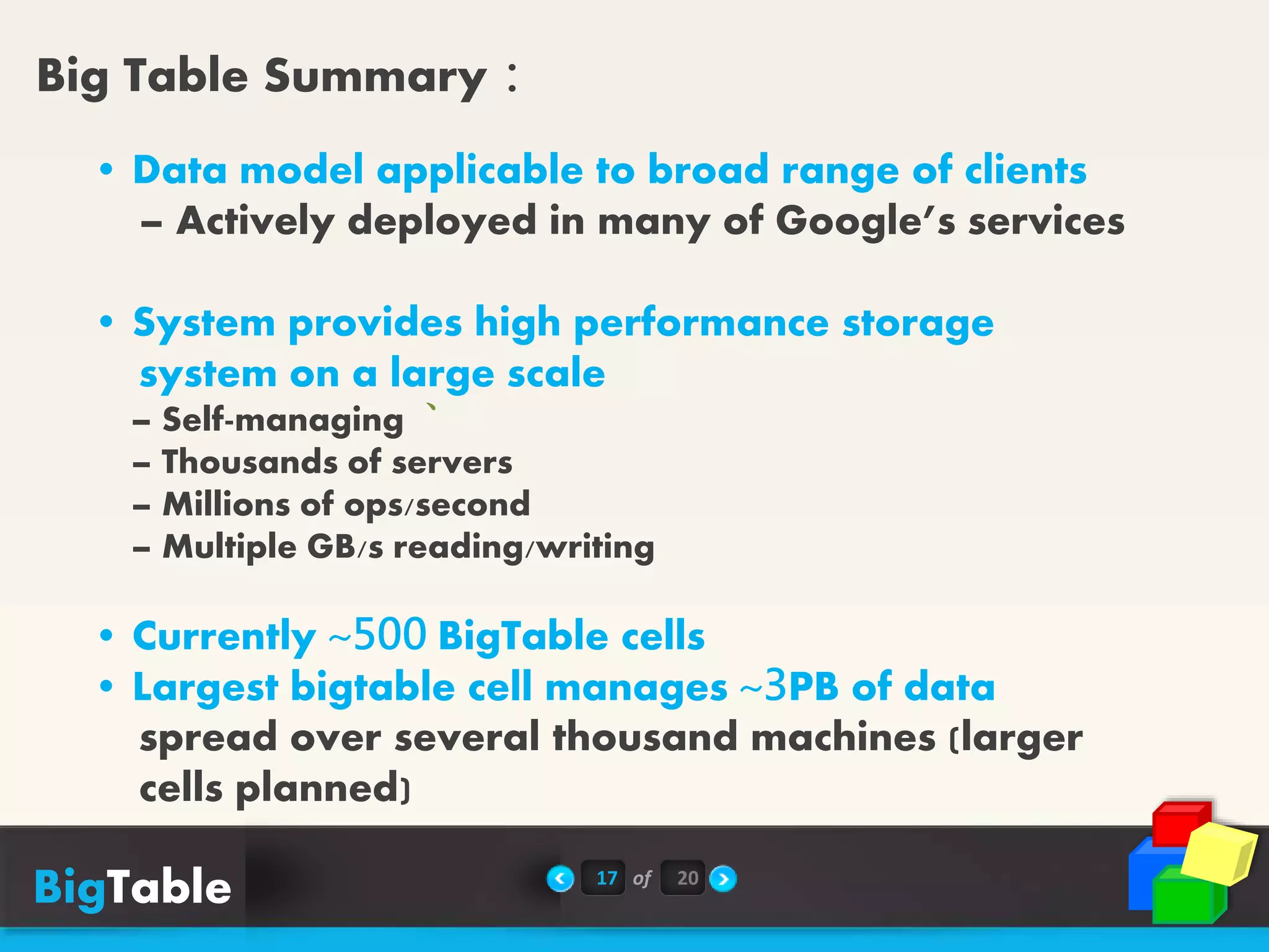 Bigtable | PPTX | Databases | Computer Software and Applications