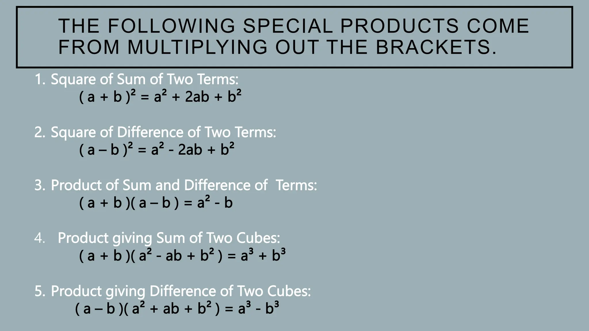 Special products and factoring BSEd-Math-1A-CAA | PPT