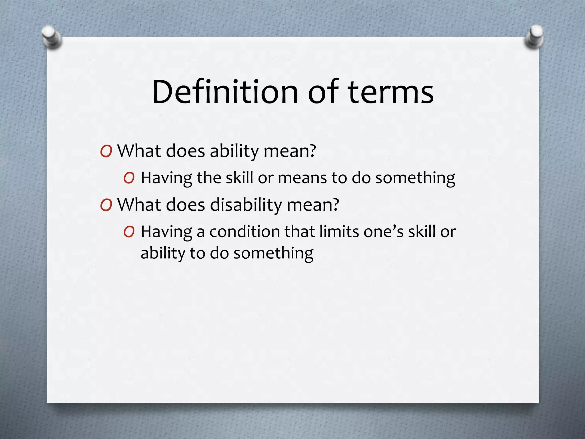 Ability and disability | PPTX | Genres