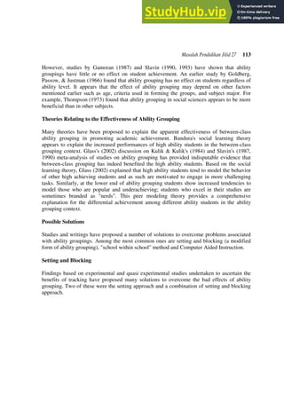Ability Grouping And Academic Achievement | PDF