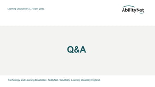 AbilityNet webinar Learning Disabilities | PPTX