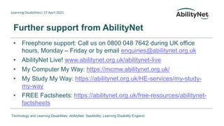 AbilityNet webinar Learning Disabilities | PPTX