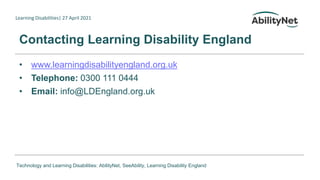 AbilityNet webinar Learning Disabilities | PPTX
