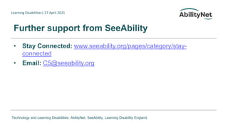 AbilityNet webinar Learning Disabilities | PPTX