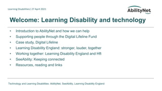 AbilityNet webinar Learning Disabilities | PPTX