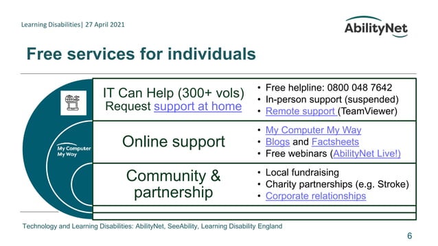 AbilityNet webinar Learning Disabilities | PPTX