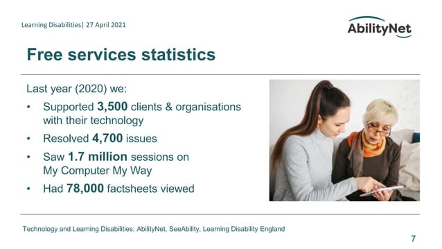 AbilityNet webinar Learning Disabilities | PPTX