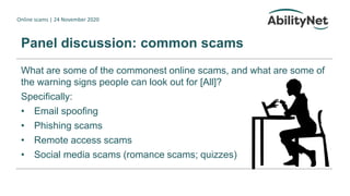 AbilityNet Live! How to Spot a Scam and Avoid it | PPTX