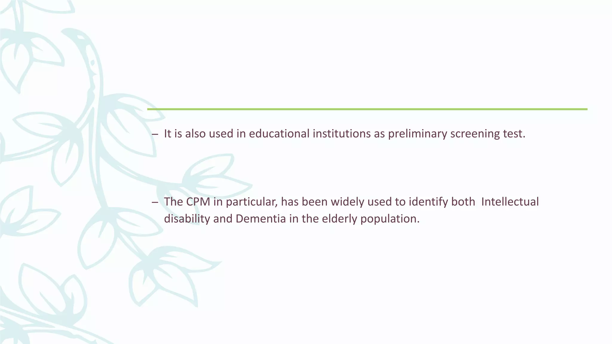 (Raven’s Progressive Matrices) Standard Progressive Matrices | PPTX