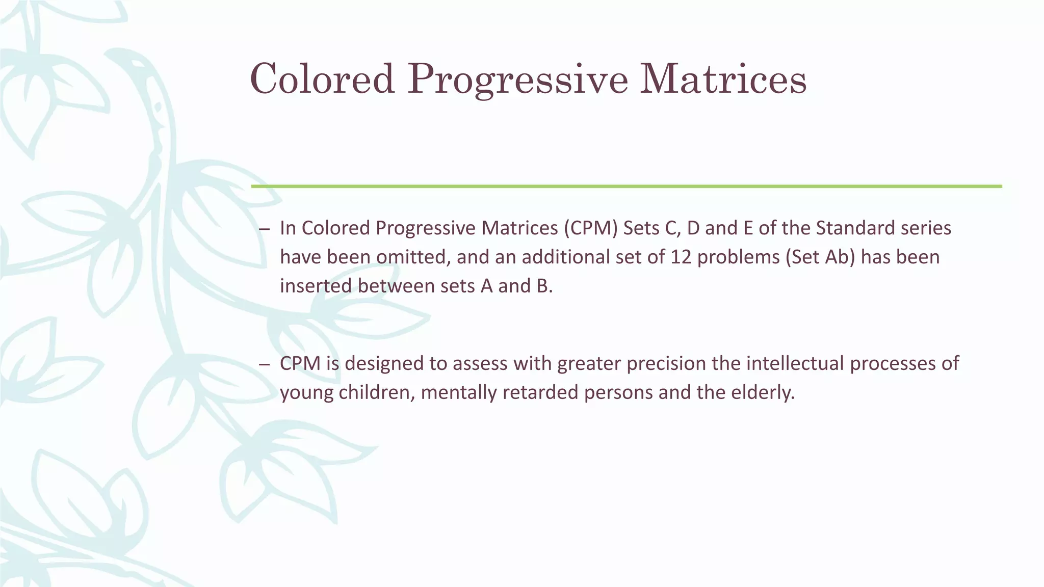 (Raven’s Progressive Matrices) Standard Progressive Matrices | PPTX