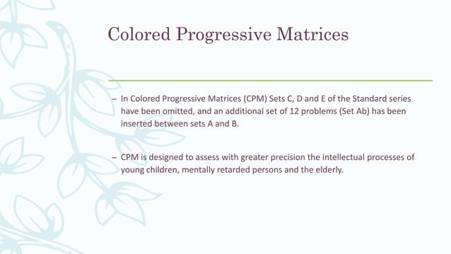 (Raven’s Progressive Matrices) Standard Progressive Matrices | PPTX