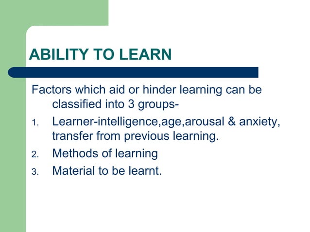 Ability to learn | PPT
