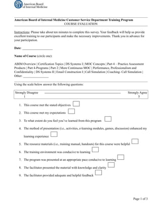 Course Evaluation Sample | PDF