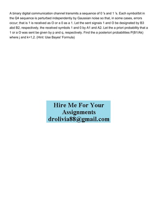 A binary digital communication channel transmits a sequence .pdf