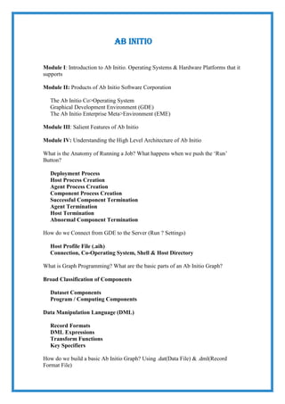 Abinitio course content | Abinitio Training In Chennai | PDF | Databases | Computer Software and ...