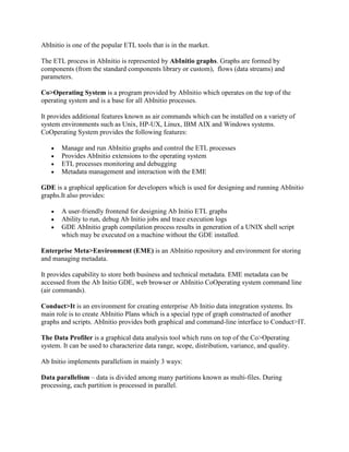 Ab initio is one of the popular etl tools that is in the market | DOCX