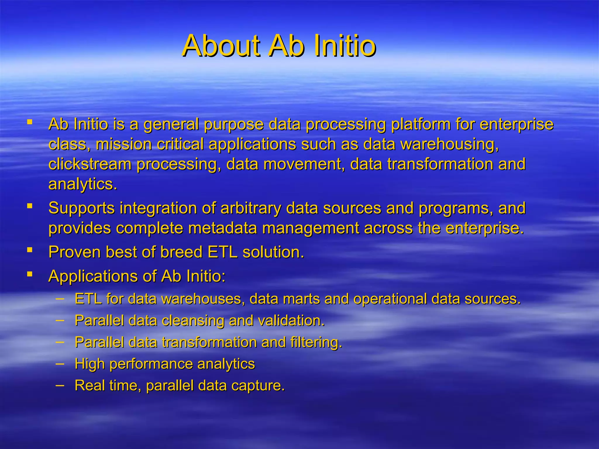 Ab Initio Training Ab Initio Architecture Ppt