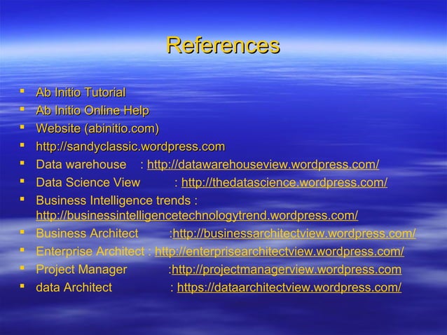 Ab Initio Training Ab Initio Architecture Ppt