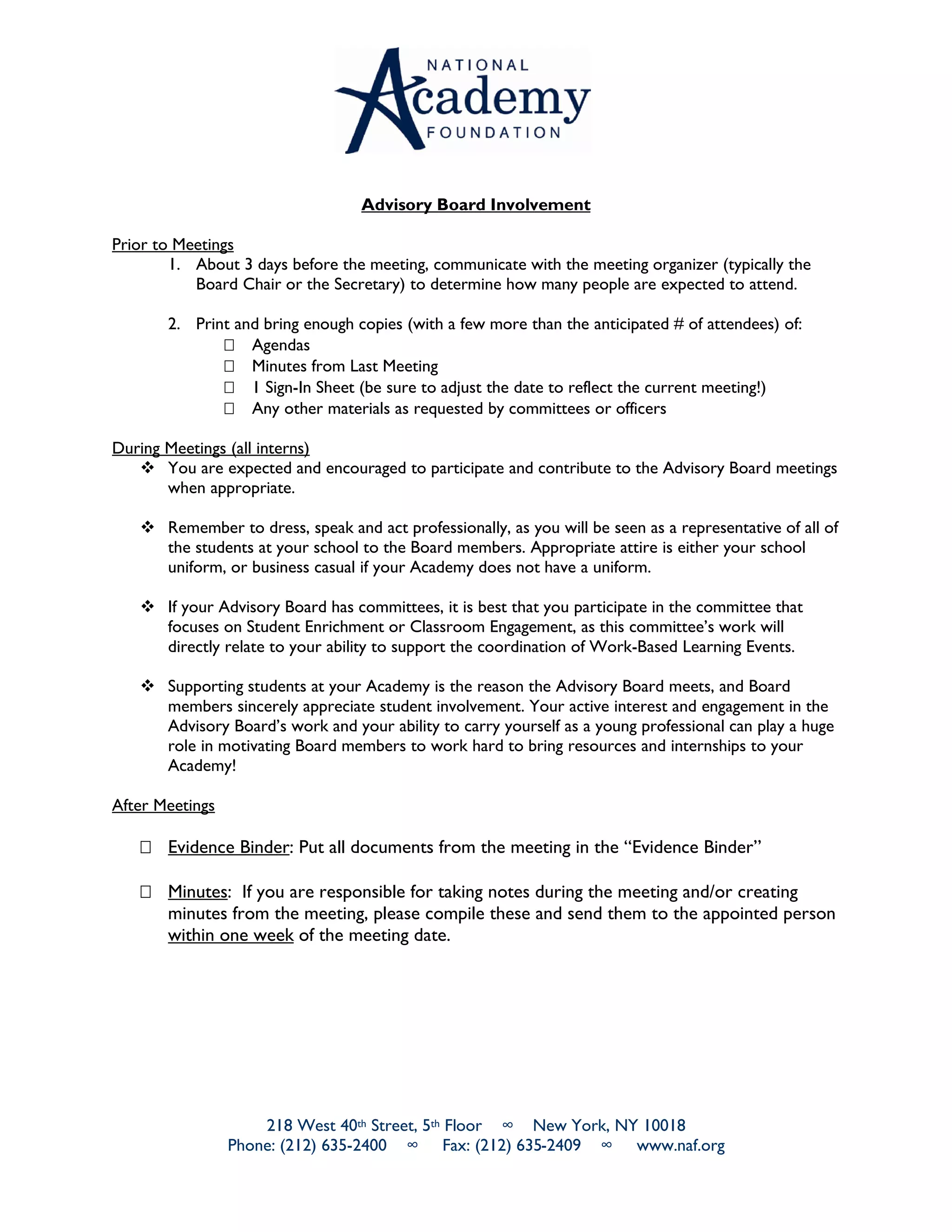 Implementing an Advisory Board Internship Program at your Academy ...