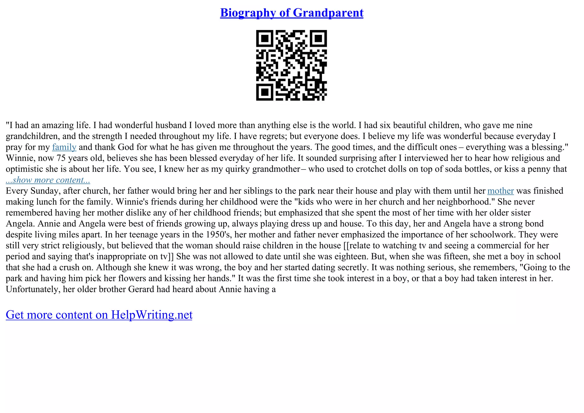 A Biography On My Mom | PDF