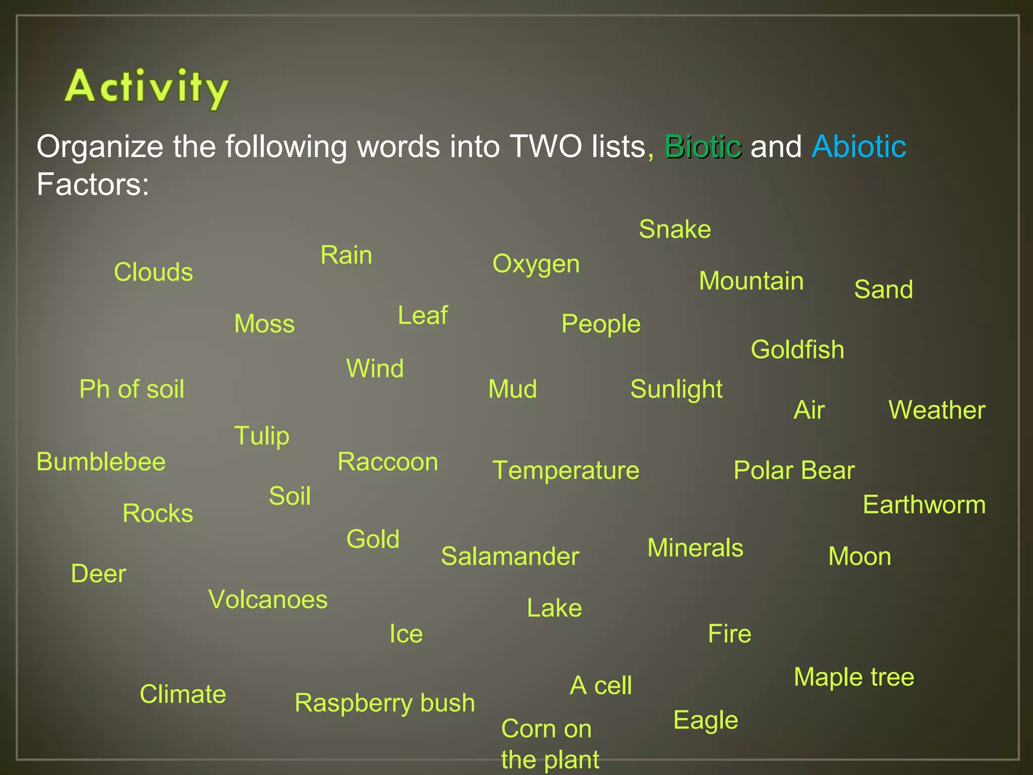 Abiotic and biotic factors ppt | PPT