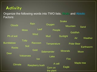 Abiotic and biotic factors ppt | PPT