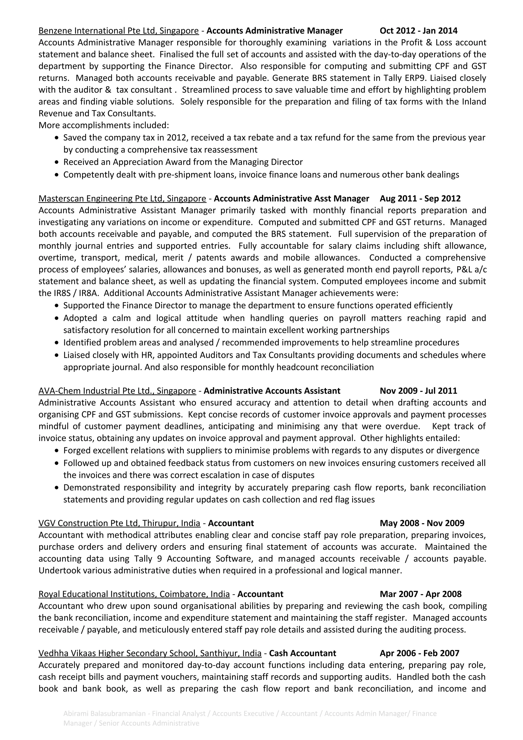 Abirami balasubramanian financial analyst | DOC