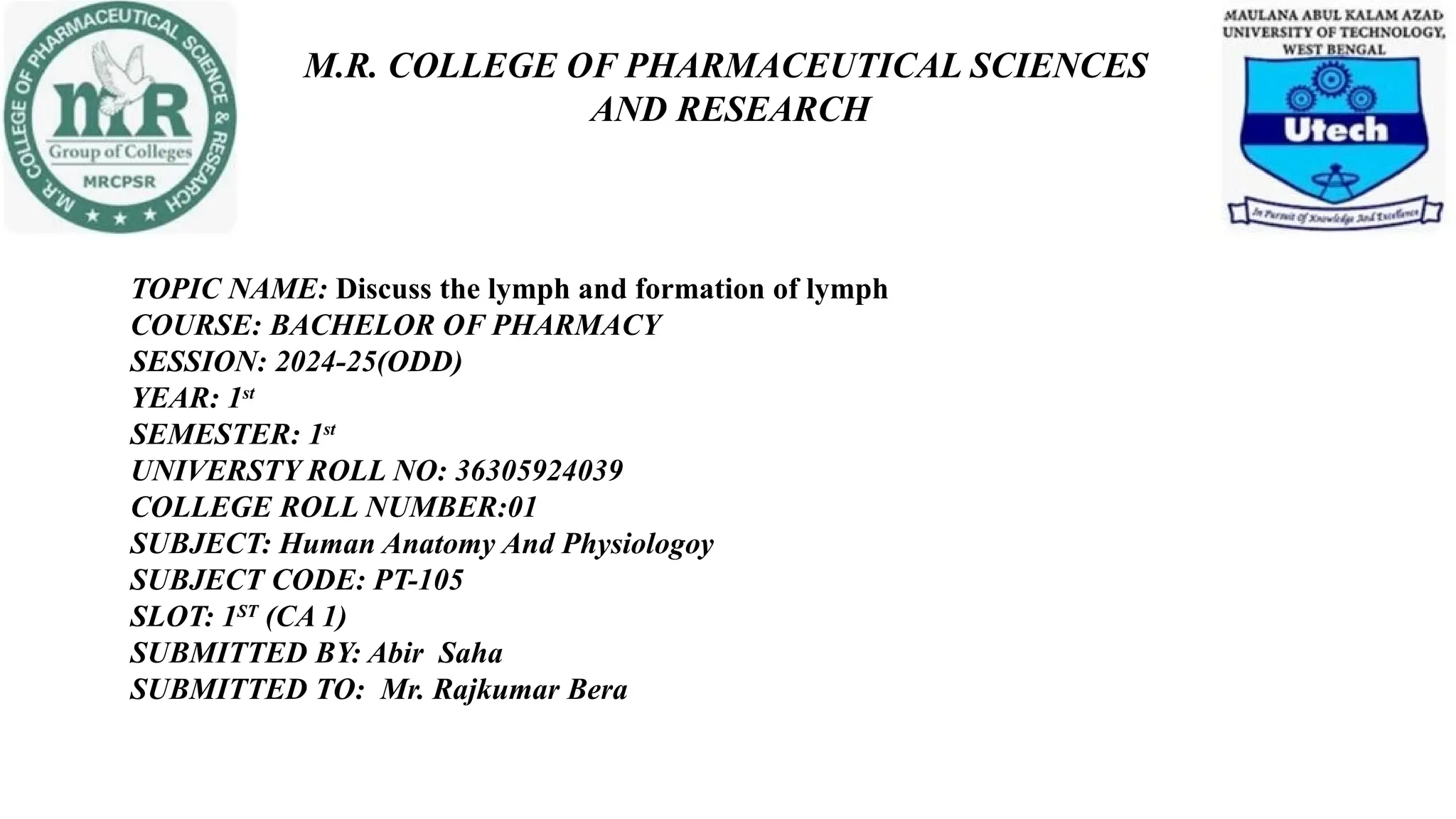 abir saha roll 1 human anatomy 1 ppt - Abir Saha.pptx