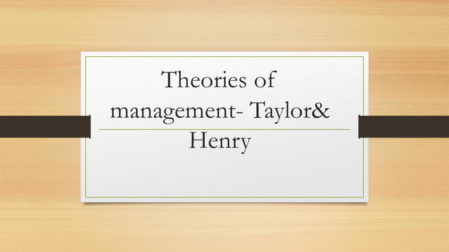 Theories of Management | PPT