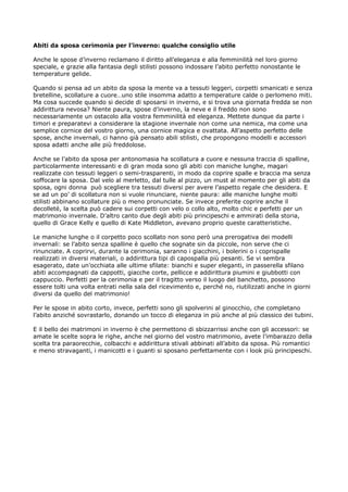 Abiti da sposa cerimonia per l'inverno: qualche consiglio utile | PDF