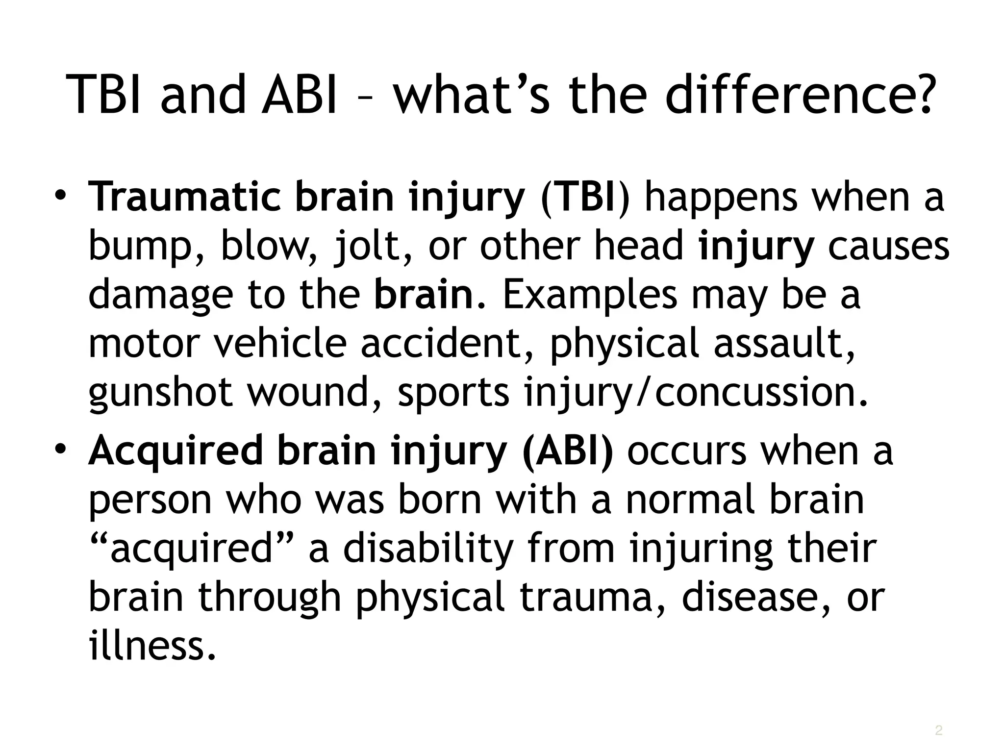 Traumatic Brain Injury & Acquired Brain Injury | PDF