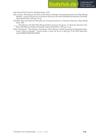 Abjection In Dambudzo Marechera S The House Of Hunger | PDF